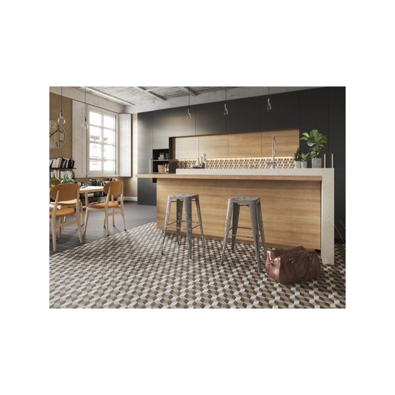 Lahore Vintage 15x15cm – Carrelage Pissano effet carreaux de ciment vieilli, tons café et beige ...